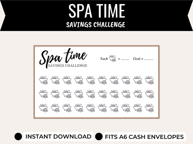 Spa Time Savings Challenge Printable Mini Spa Day Savings - Etsy