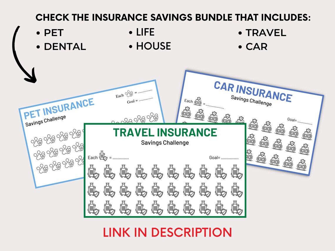 House Insurance Savings Tracker, Mini Savings Challenge Printable ...