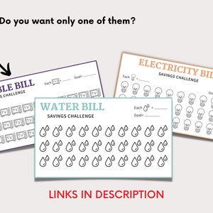 Household Bills Savings Challenge Bundle, Printable Utilities Savings ...