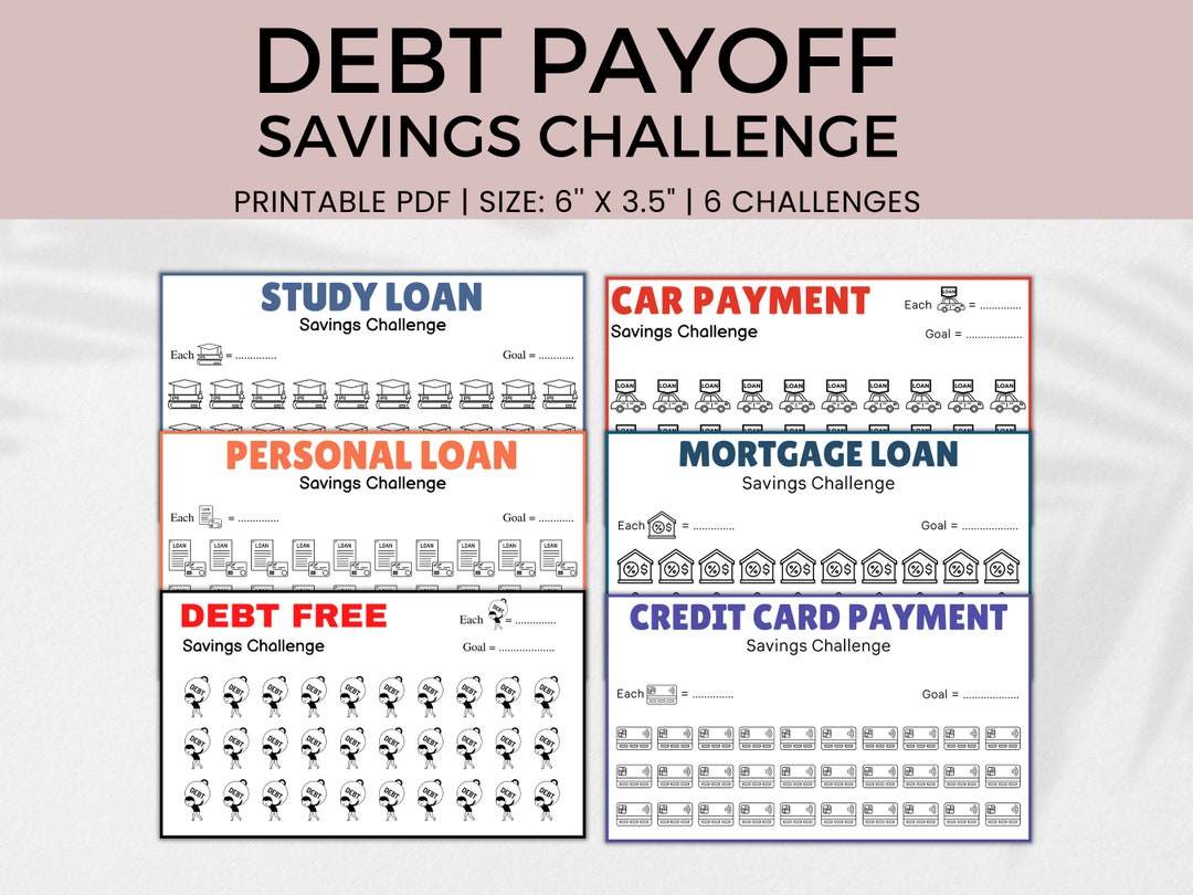 Debt Payoff Savings Challenge Bundle, Car Loan, Student Loan, Mortgage ...