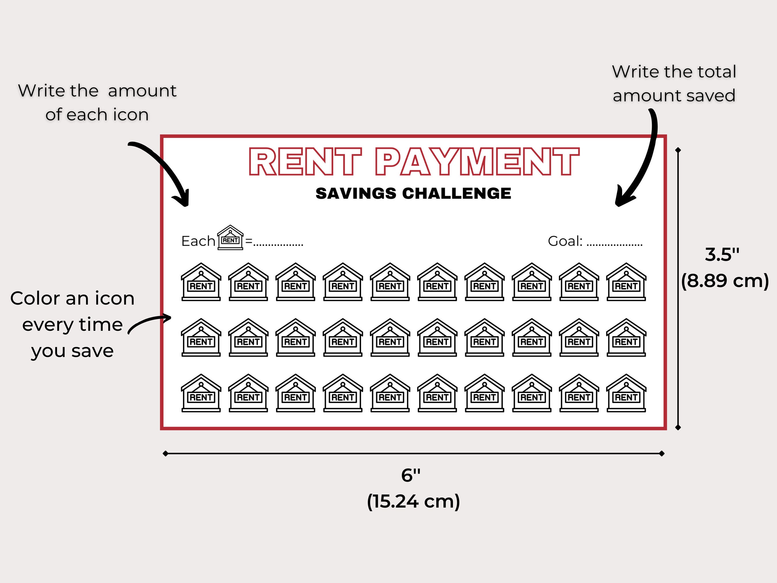 Rent Payment Savings Tracker Mini Savings Challenge - Etsy