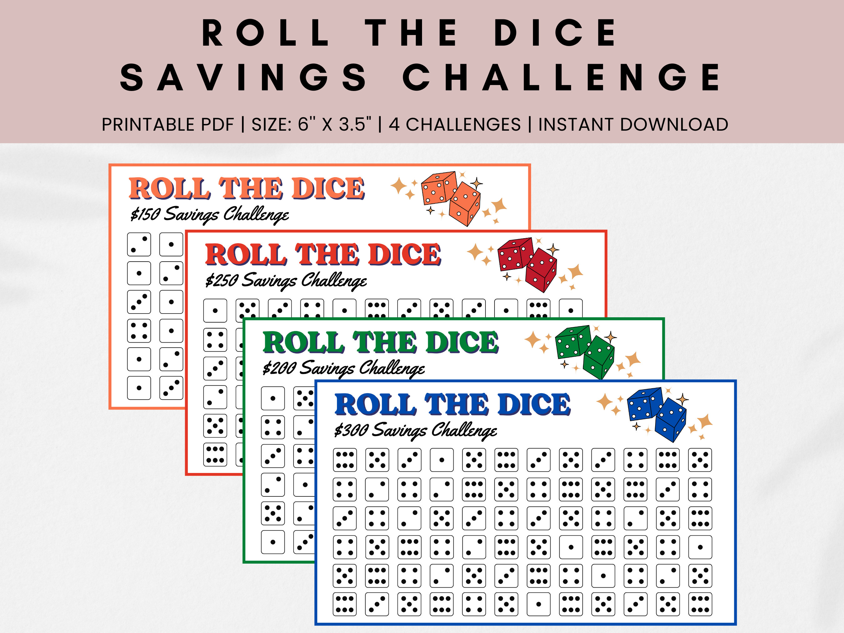 Roll the Dice Savings Challenge, A6 Savings Tracker, for A6 Budget ...