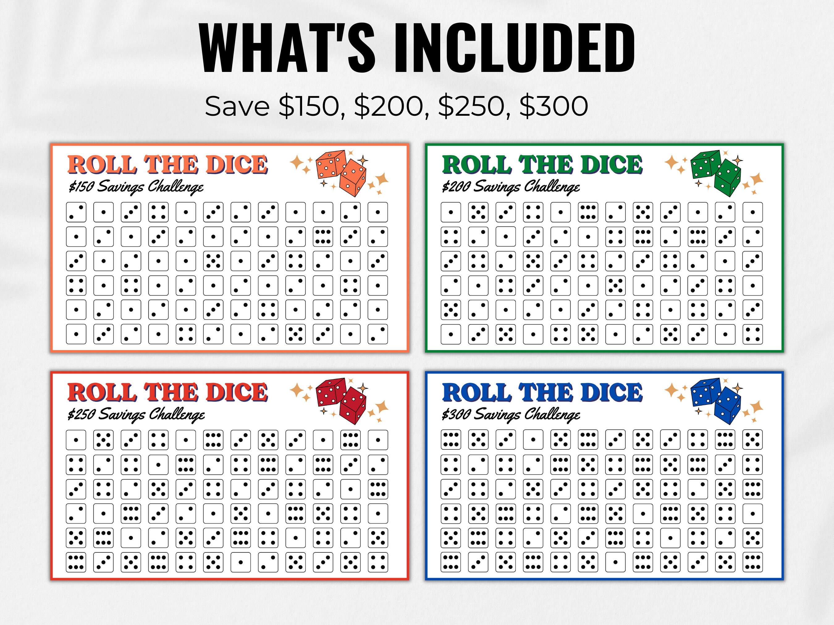 Roll the Dice Savings Challenge, A6 Savings Tracker, for A6 Budget ...
