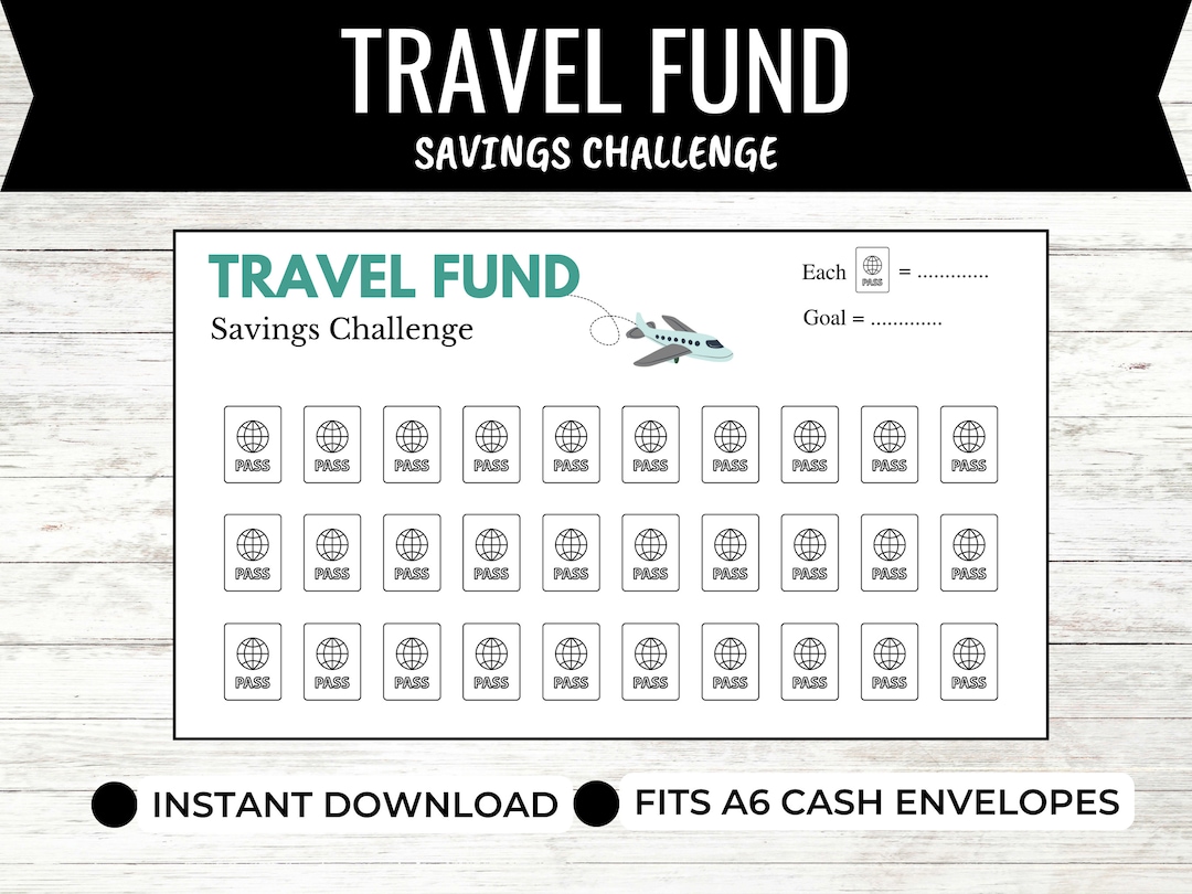Vacation Savings Challenge Printable, Travel Fund Saving Tracker, Money ...