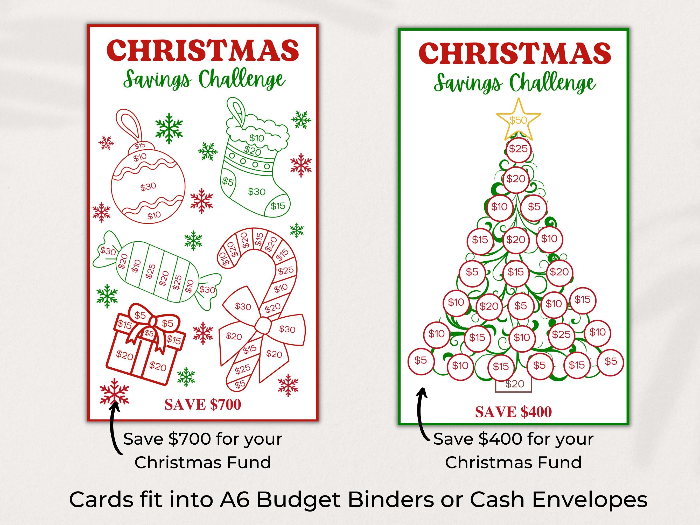Christmas Savings Challenge Printable, A6 Savings Challenge Bundle, Low ...