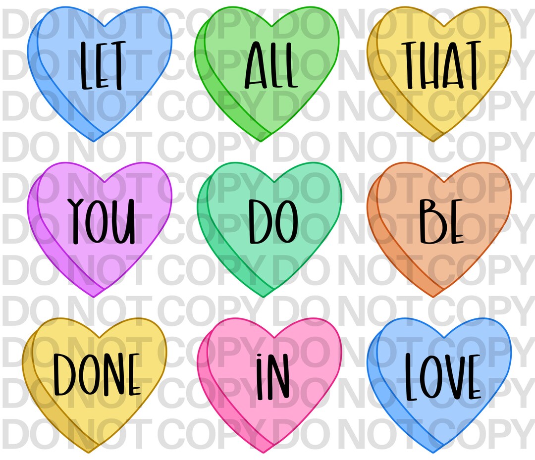 Conversation Hearts Digital Download. for Sublimation Prints, DTF. PNG ...