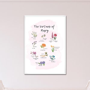 Mary's Virtues | Catholic Art Print | Catholic Gifts for Women ...