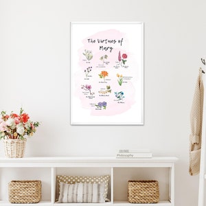 Mary's Virtues | Catholic Art Print | Catholic Gifts for Women ...