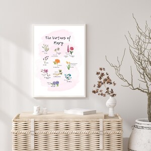Mary's Virtues | Catholic Art Print | Catholic Gifts for Women ...