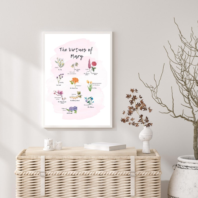 Mary's Virtues | Catholic Art Print | Catholic Gifts for Women ...