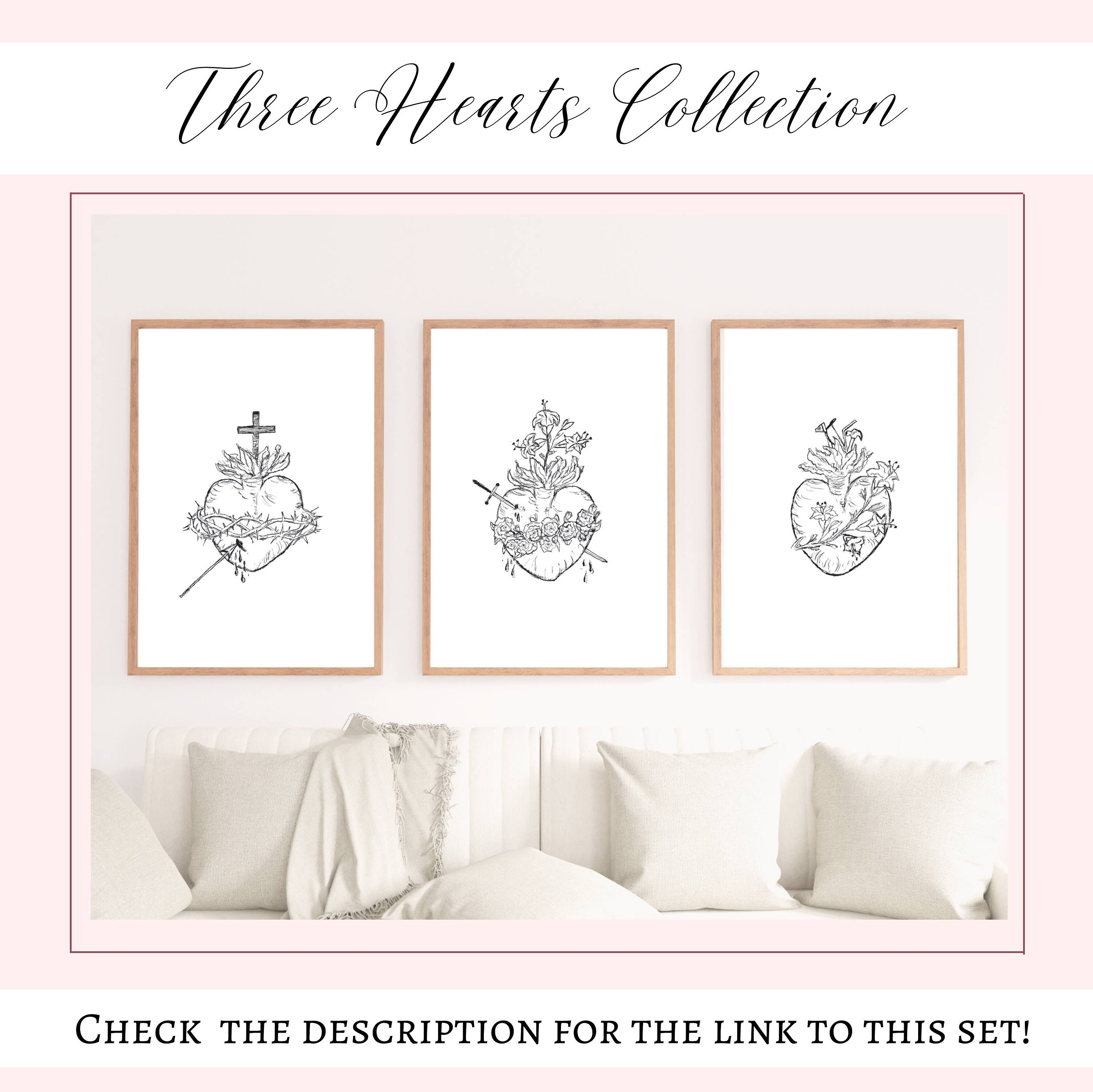 Jesus, Mary, and Joseph JMJ Holy Family Hearts Printable Religious Home ...