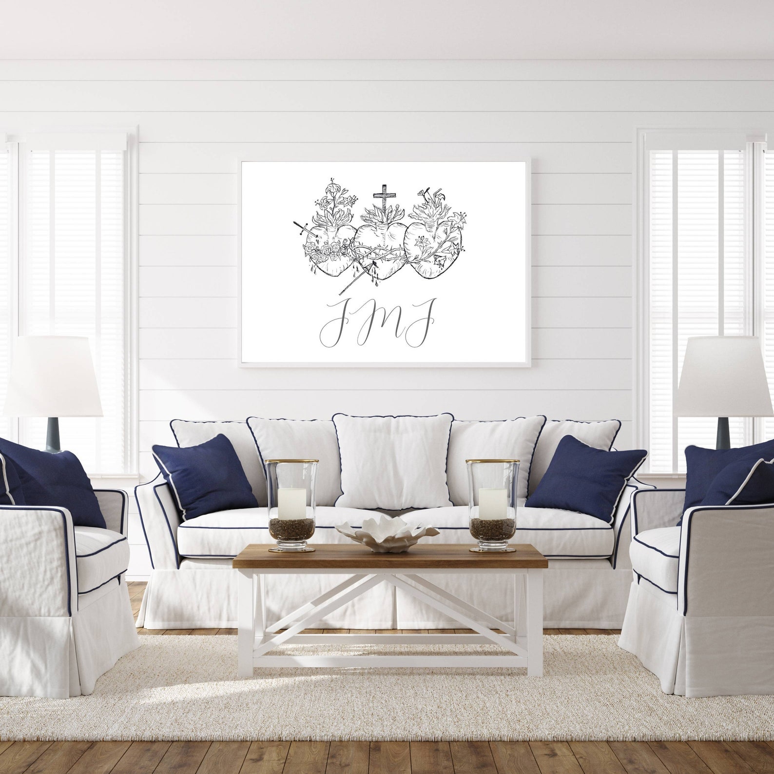 Jesus, Mary, and Joseph JMJ Holy Family Hearts Printable Religious Home ...