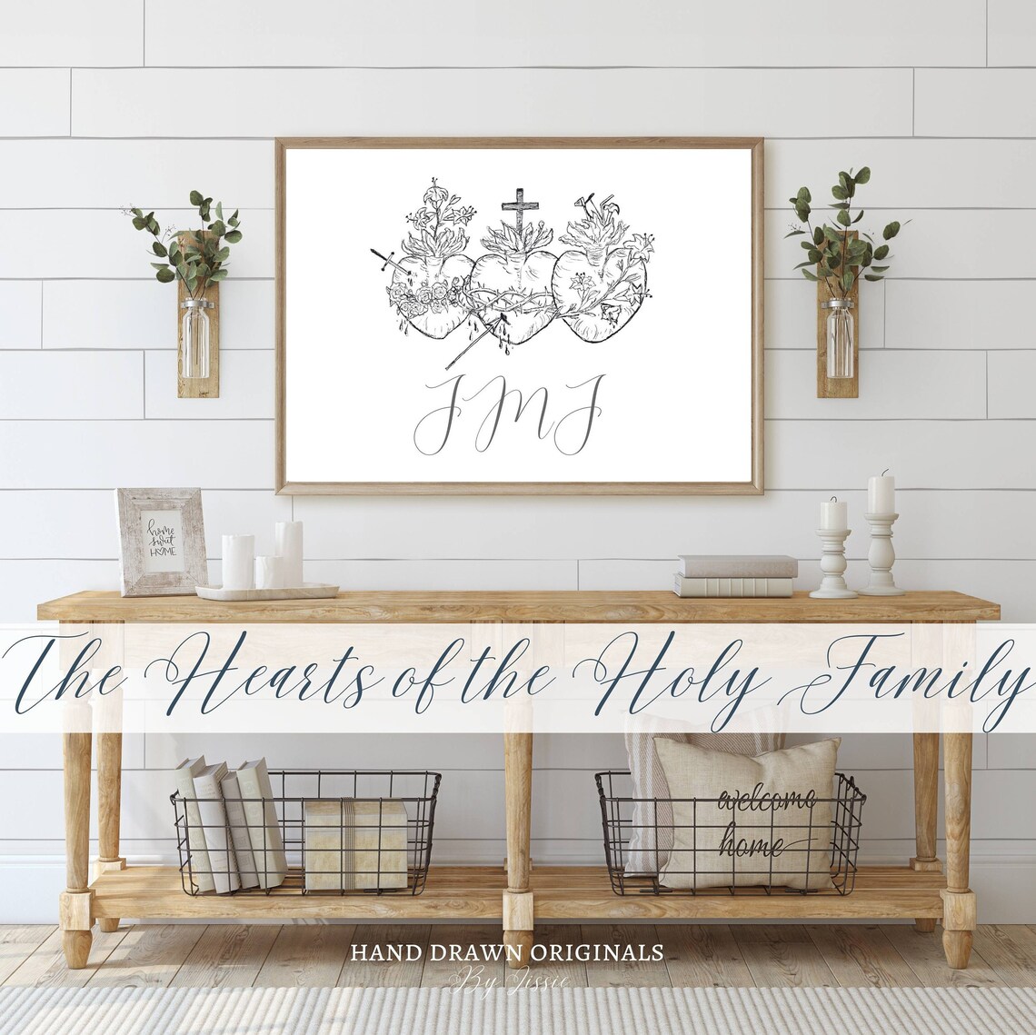 Jesus, Mary, and Joseph JMJ Holy Family Hearts Printable Religious Home ...