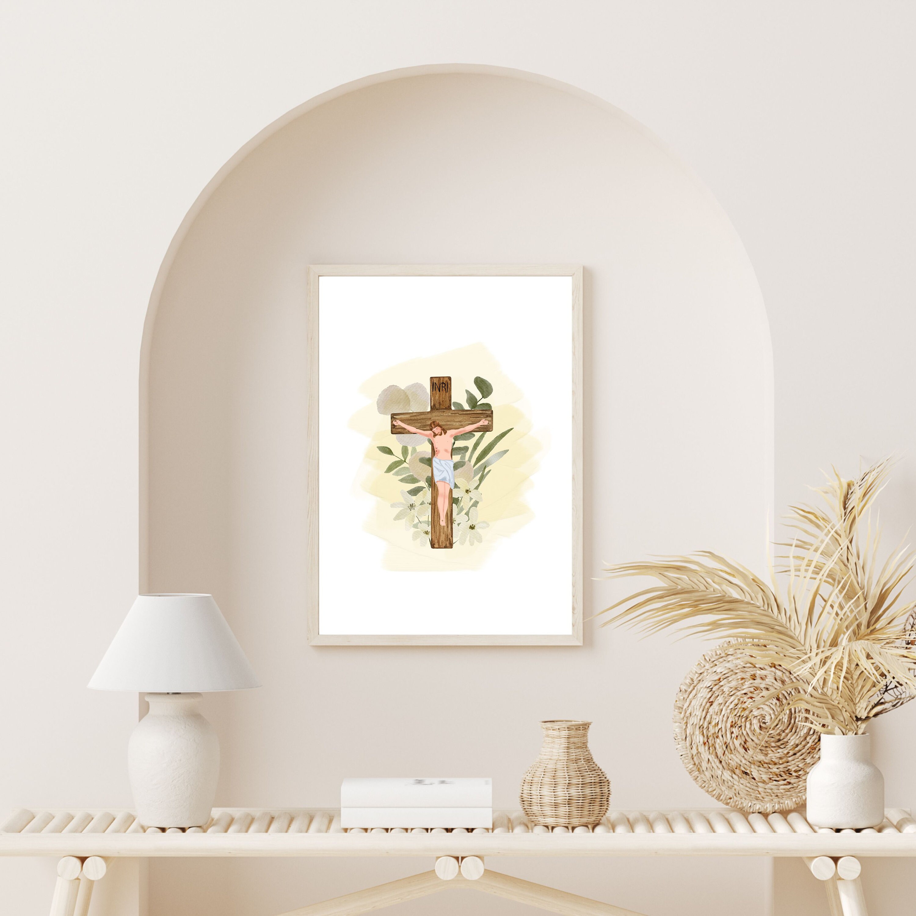 Jesus Christ Watercolor Crucifix Catholic Wall Art & Gifts Jesus ...