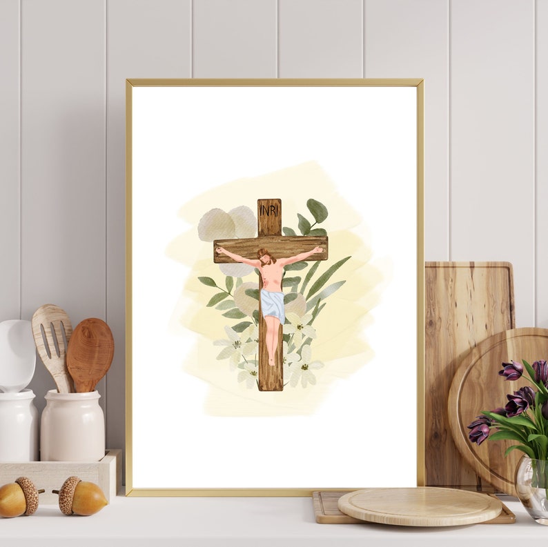Jesus Christ Watercolor Crucifix | Catholic Wall Art & Gifts | Jesus ...