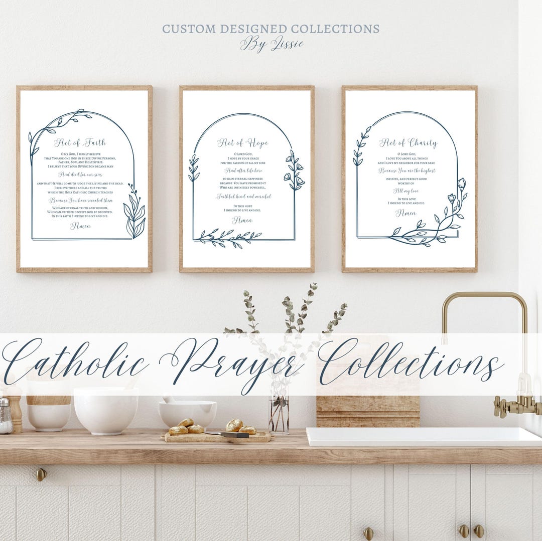 Catholic Wall Art | Acts of Faith Hope Charity | Floral Catholic Prayer ...