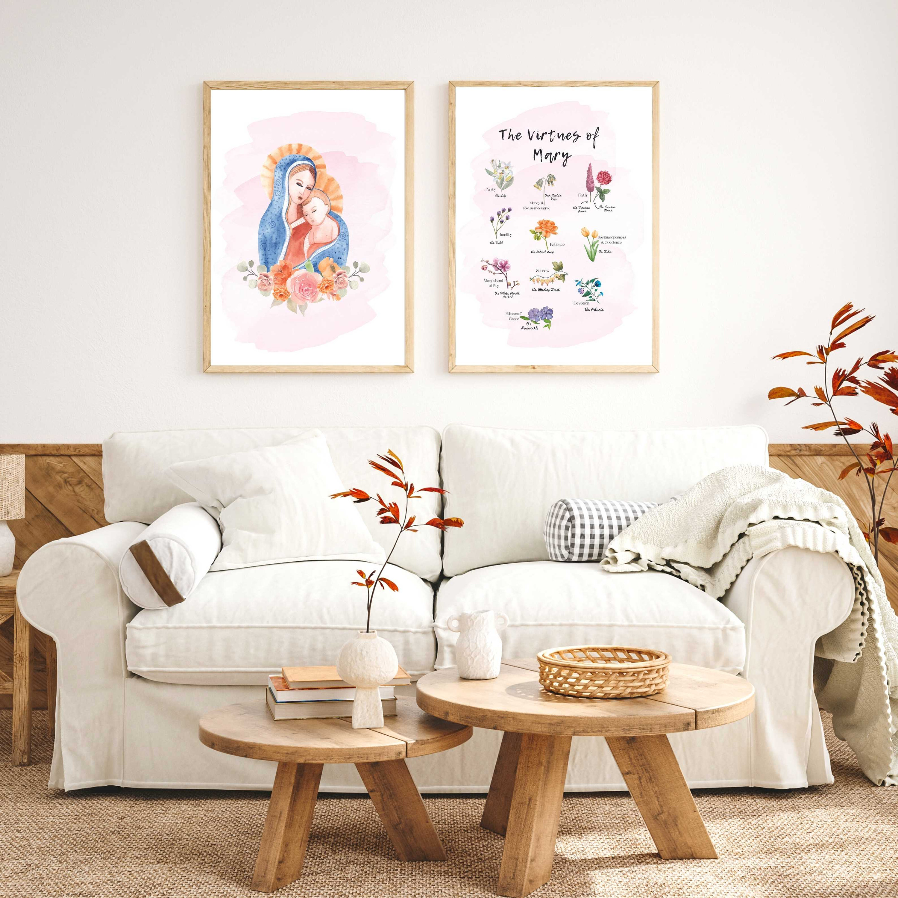 Mary's Virtues Botanical Collection | Watercolor Madonna and Child ...