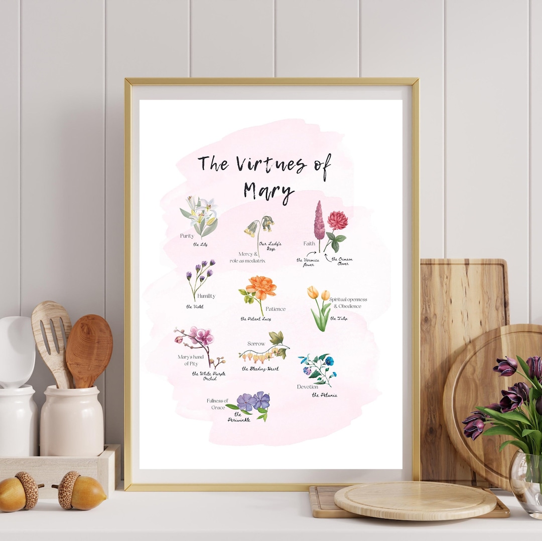 Mary's Virtues | Catholic Art Print | Catholic Gifts for Women ...