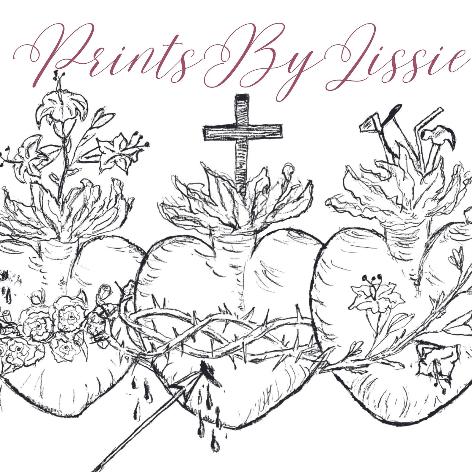 Jesus, Mary, and Joseph JMJ Holy Family Hearts Printable Religious Home ...