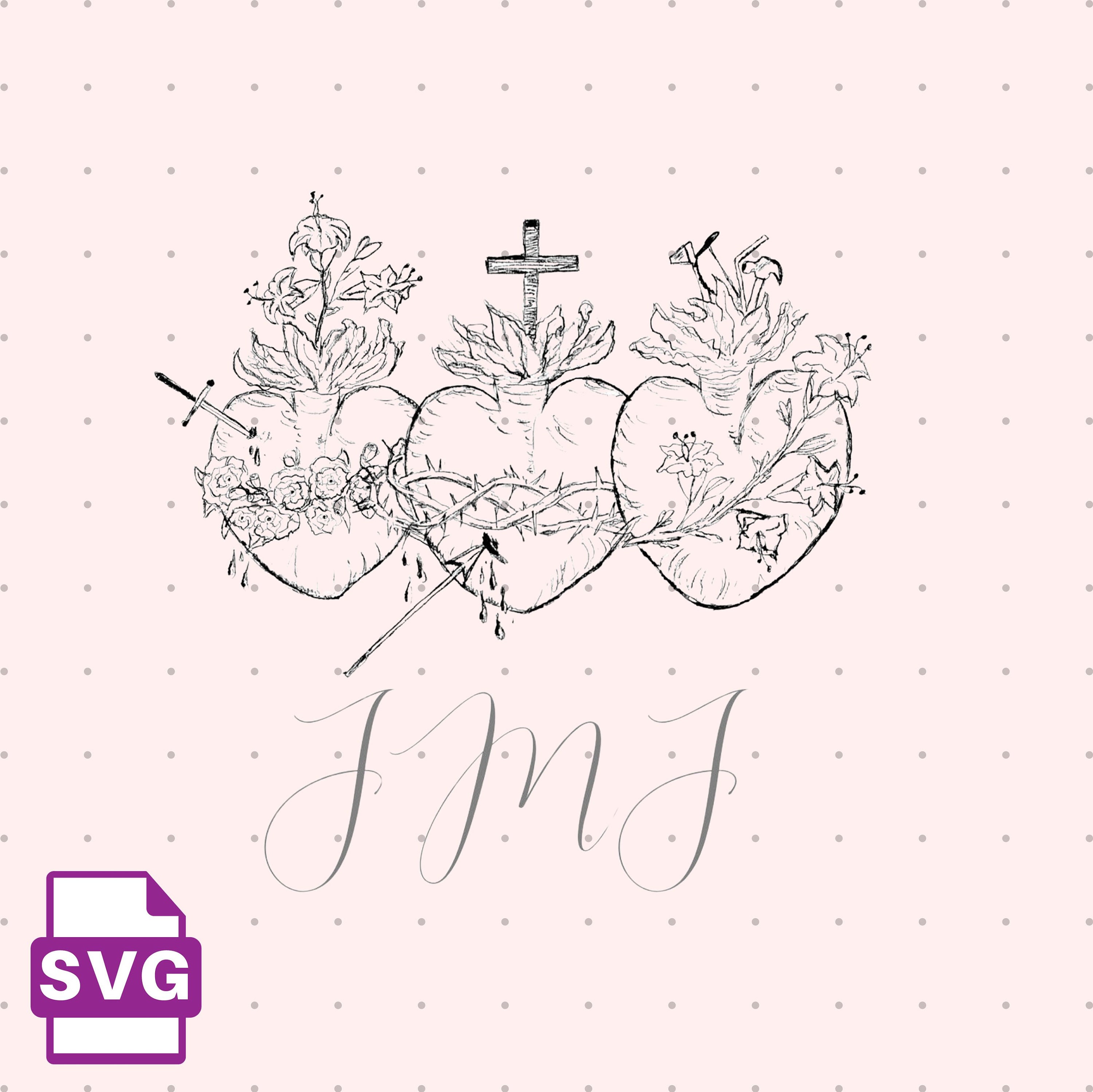 Hearts of the Holy Family SVG| Digital File | Jesus Mary Joseph ...