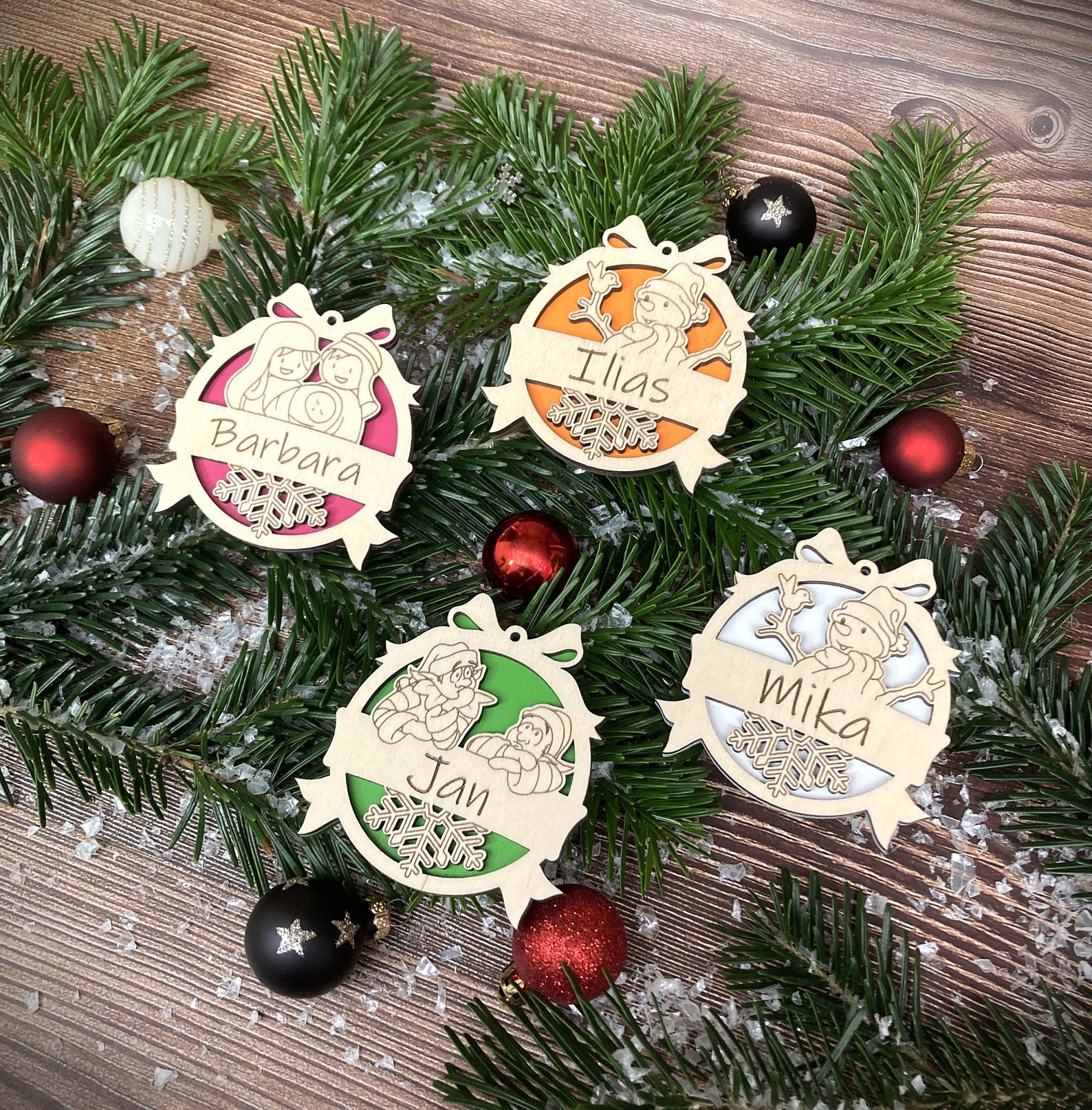 Children's Christmas Ball Personalized Made of Wood, Christmas Tree ...