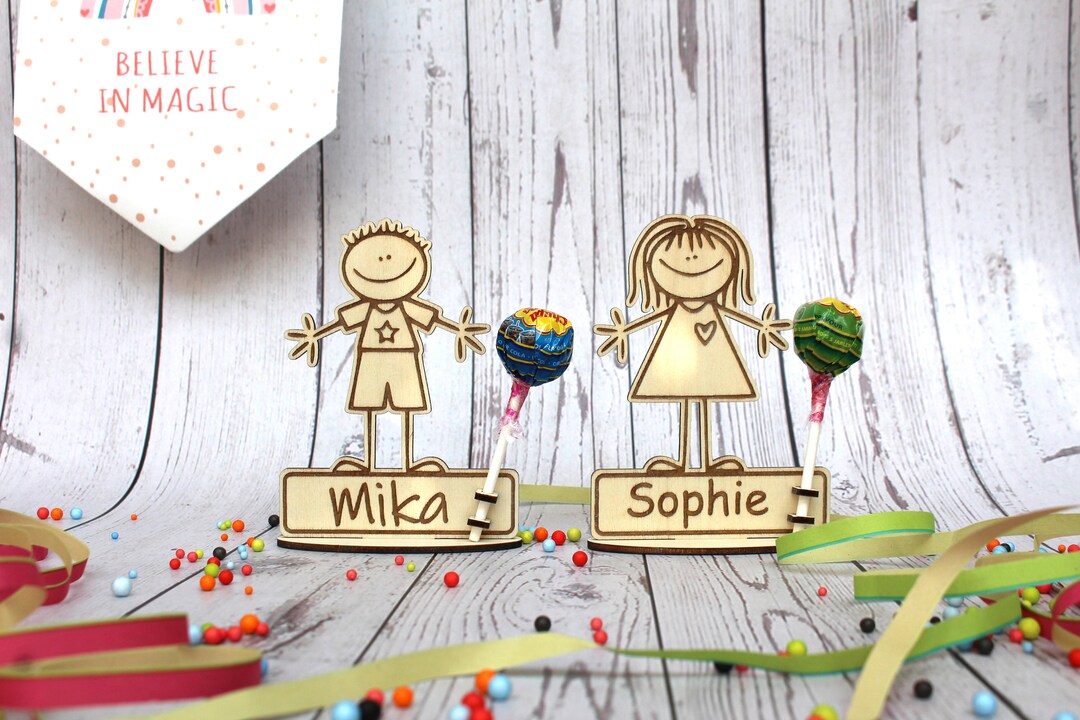 Lollipop Holder Stick Figure Made of Wood, Personalized, Gift, Children ...