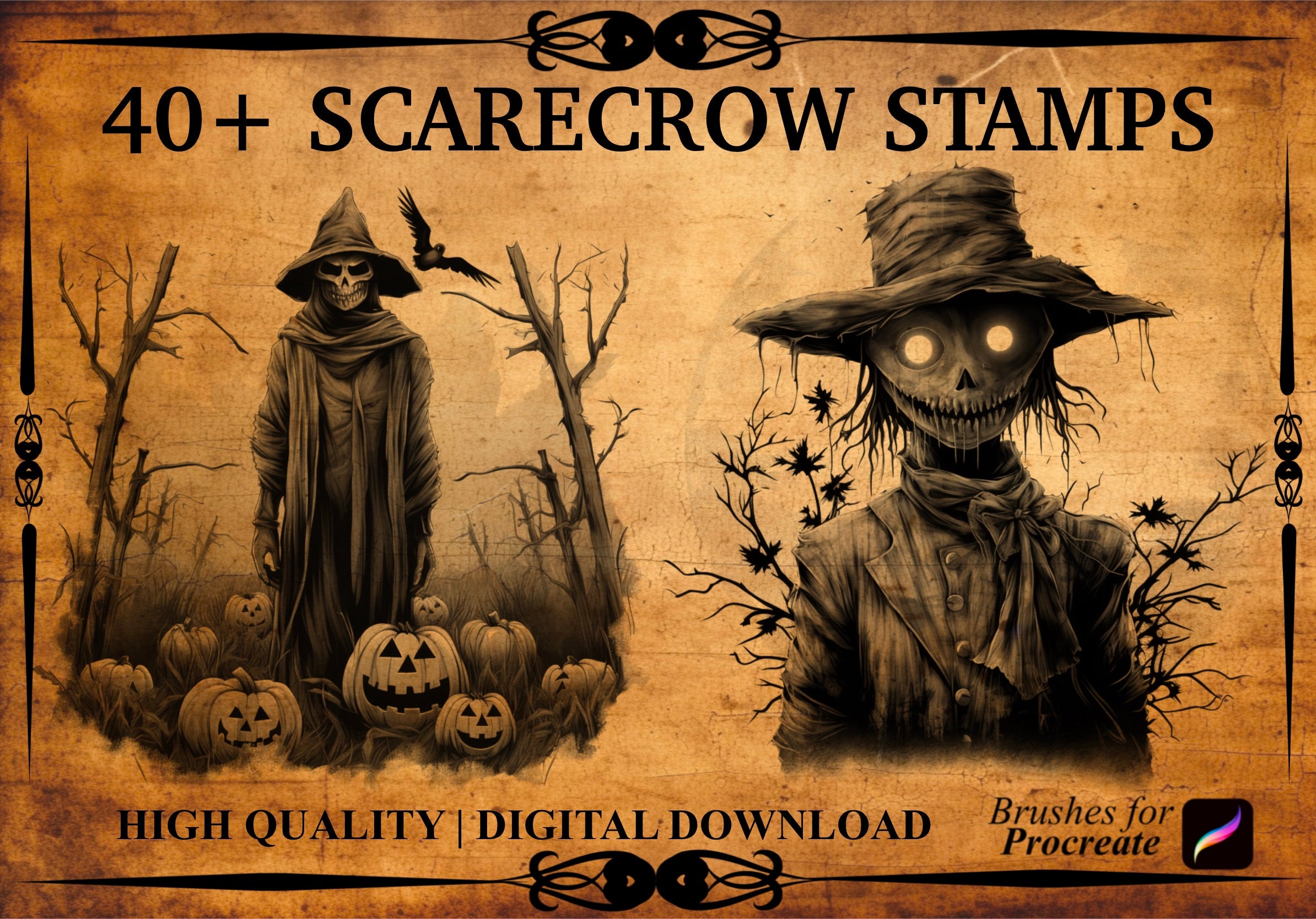 40+ Scarecrow Procreate Brush Stamps - Etsy