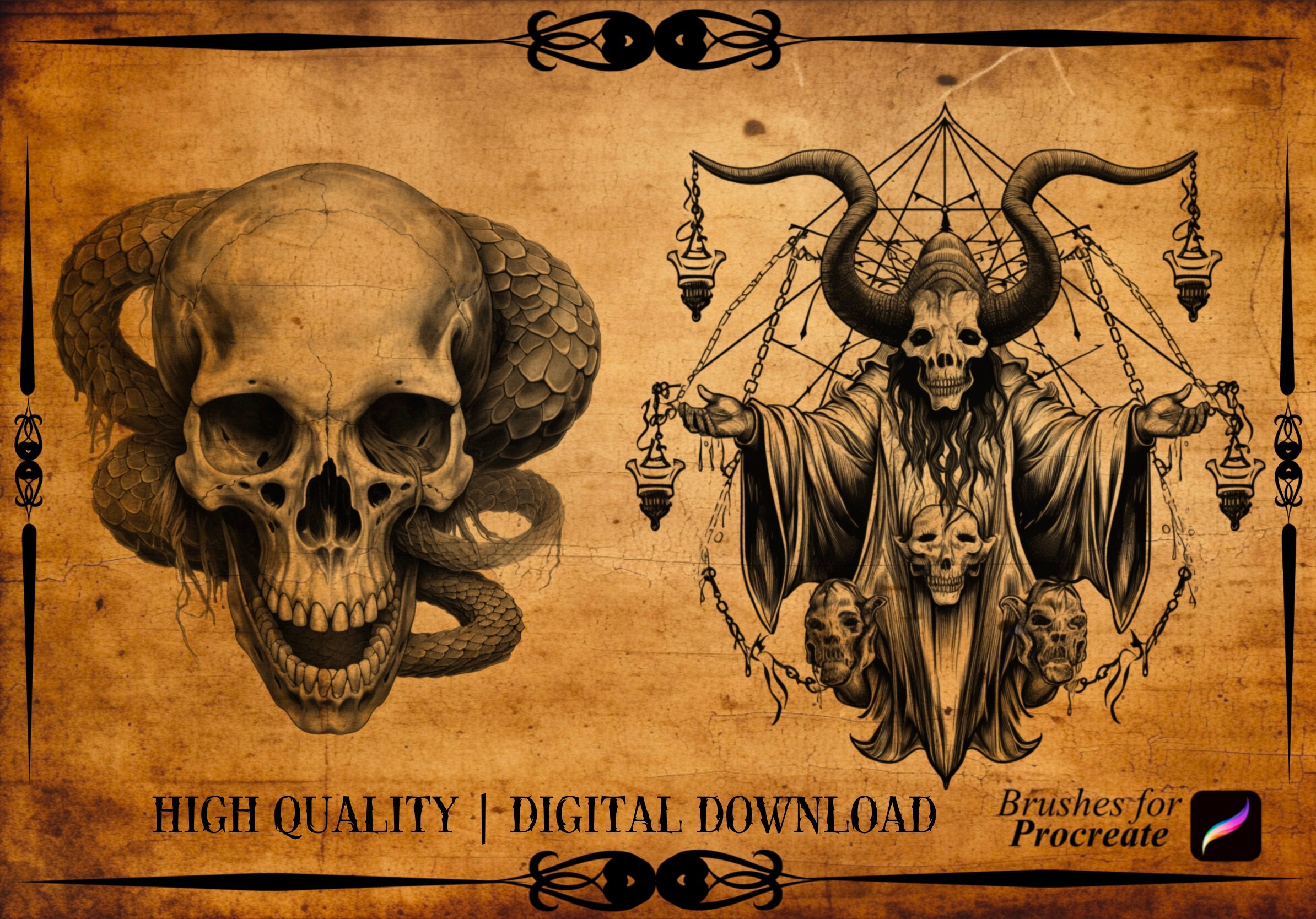 45+ Dark Art Horror Procreate Stamps - Etsy