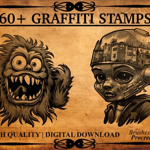 60+ Graffiti Style Procreate Brush Stamps - Etsy