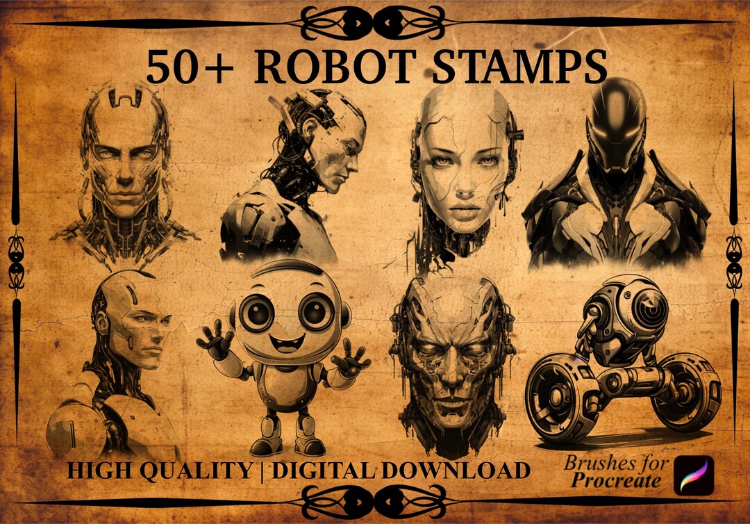 50+ Robot Procreate Brush Stamps - Etsy