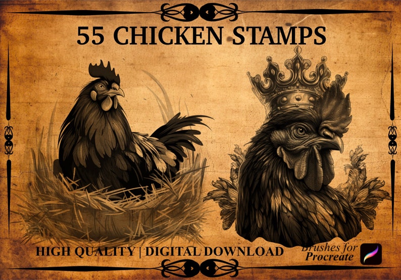 55 Chicken Procreate Brush Stamps - Etsy