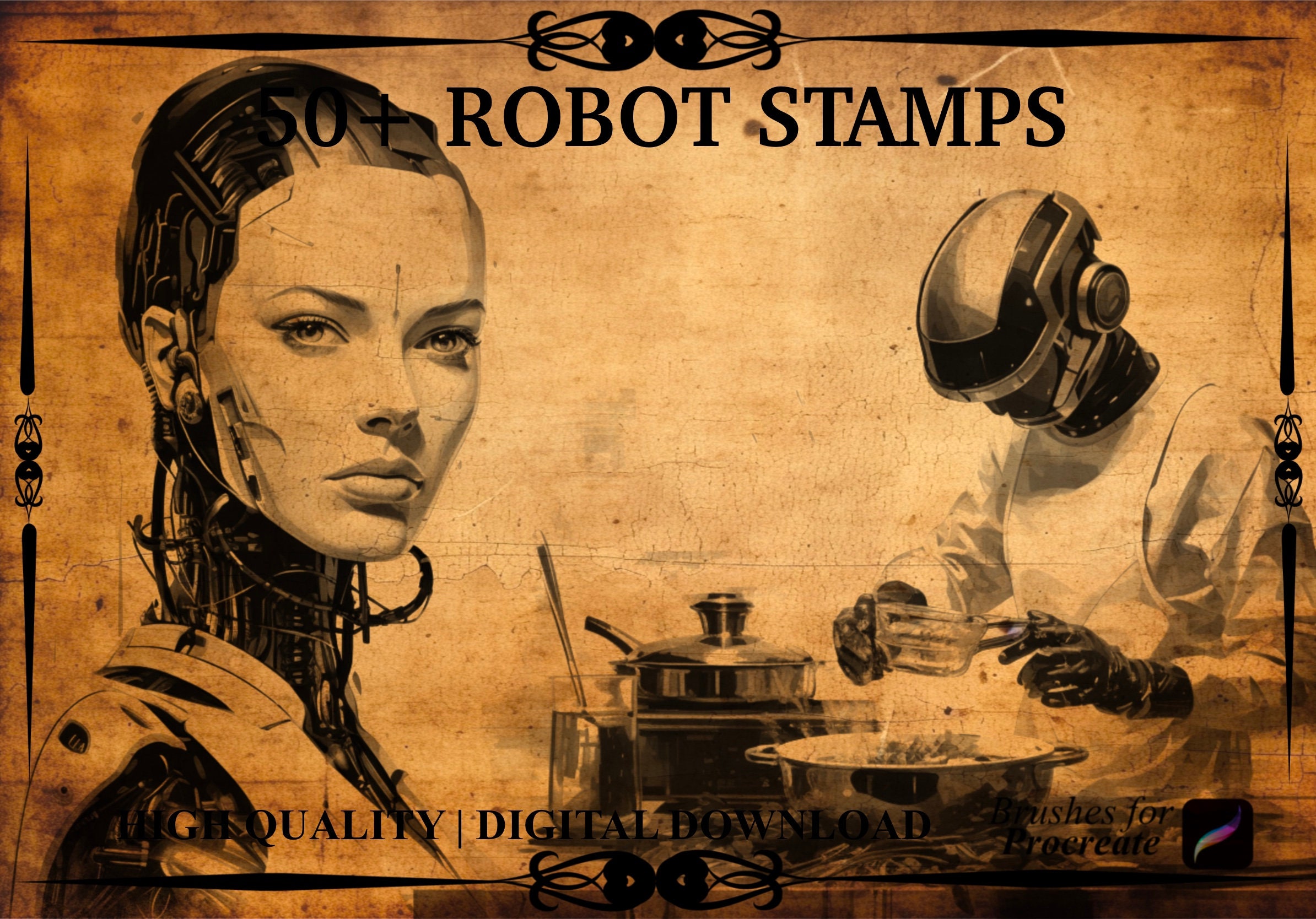 50+ Robot Procreate Brush Stamps - Etsy