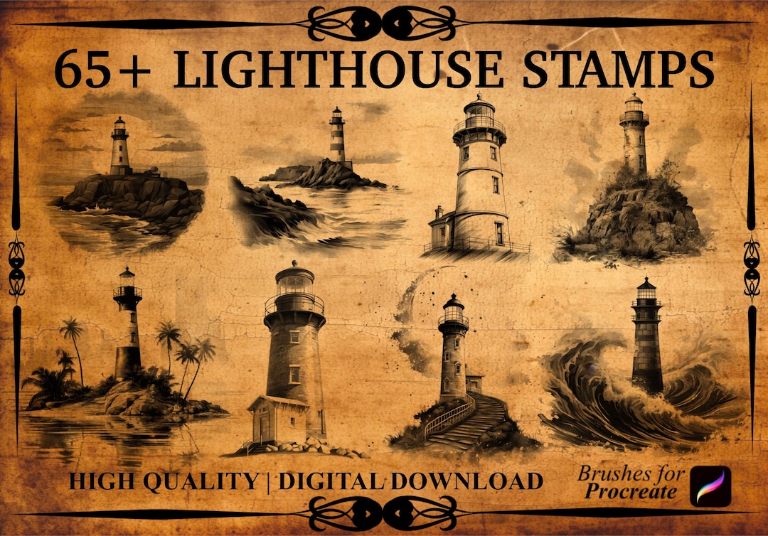 65+ Lighthouse Procreate Brush Stamps - Etsy