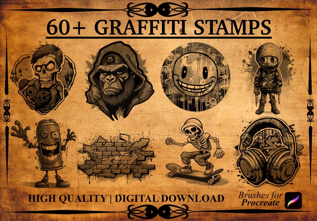 60+ Graffiti Style Procreate Brush Stamps - Etsy