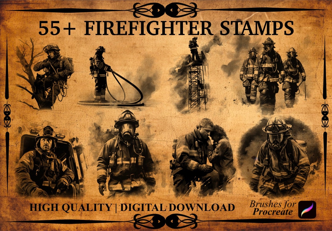55+ Firefighter Procreate Brush Stamps - Etsy
