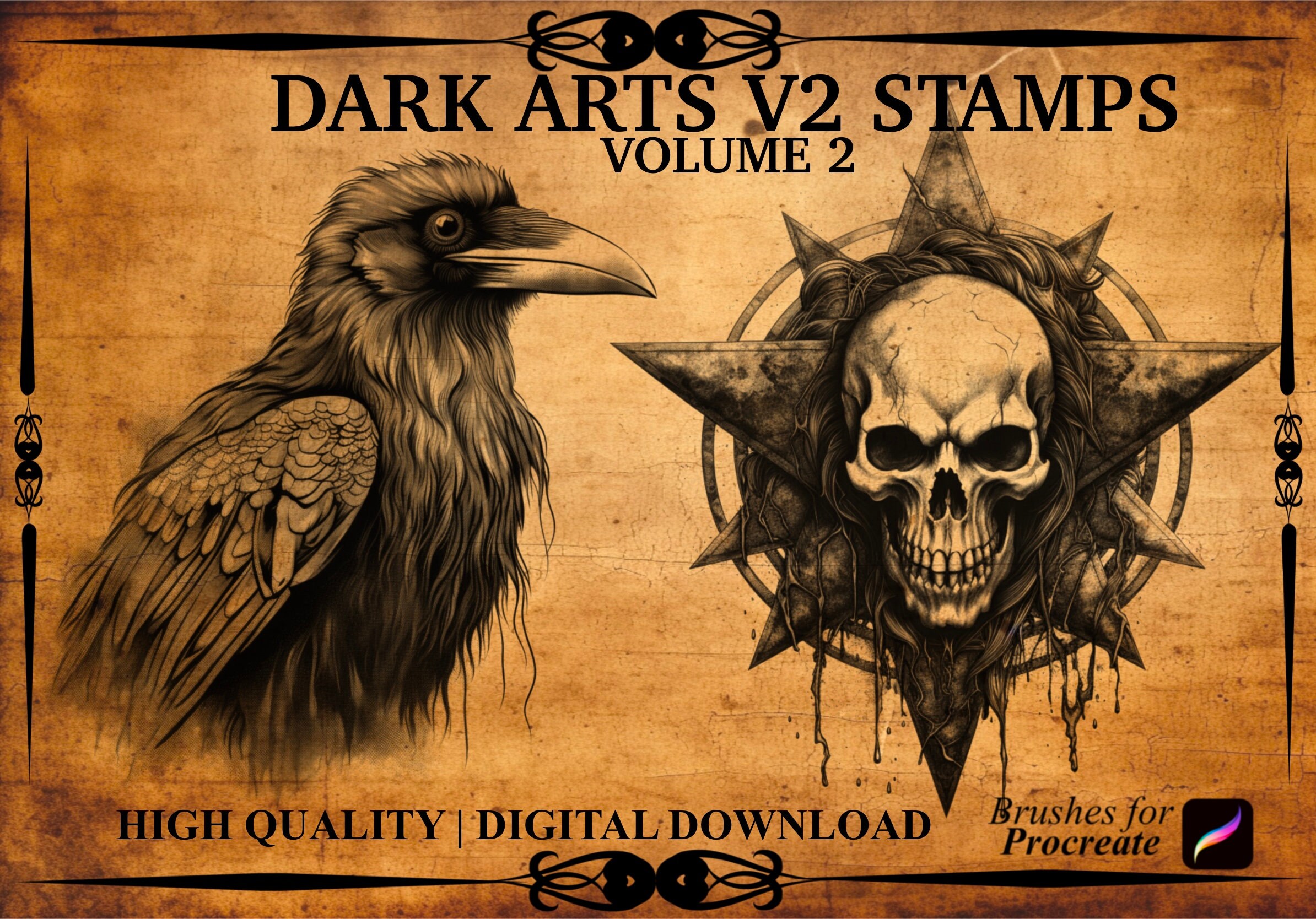 80 Dark Arts Procreate Stamps Volume 2 Horror Stamps - Etsy