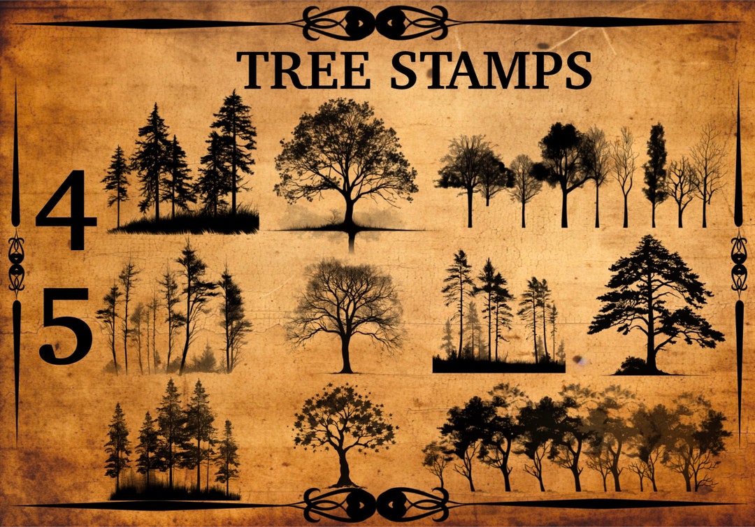45 Tree Silhouette Procreate Brush Stamps - Etsy