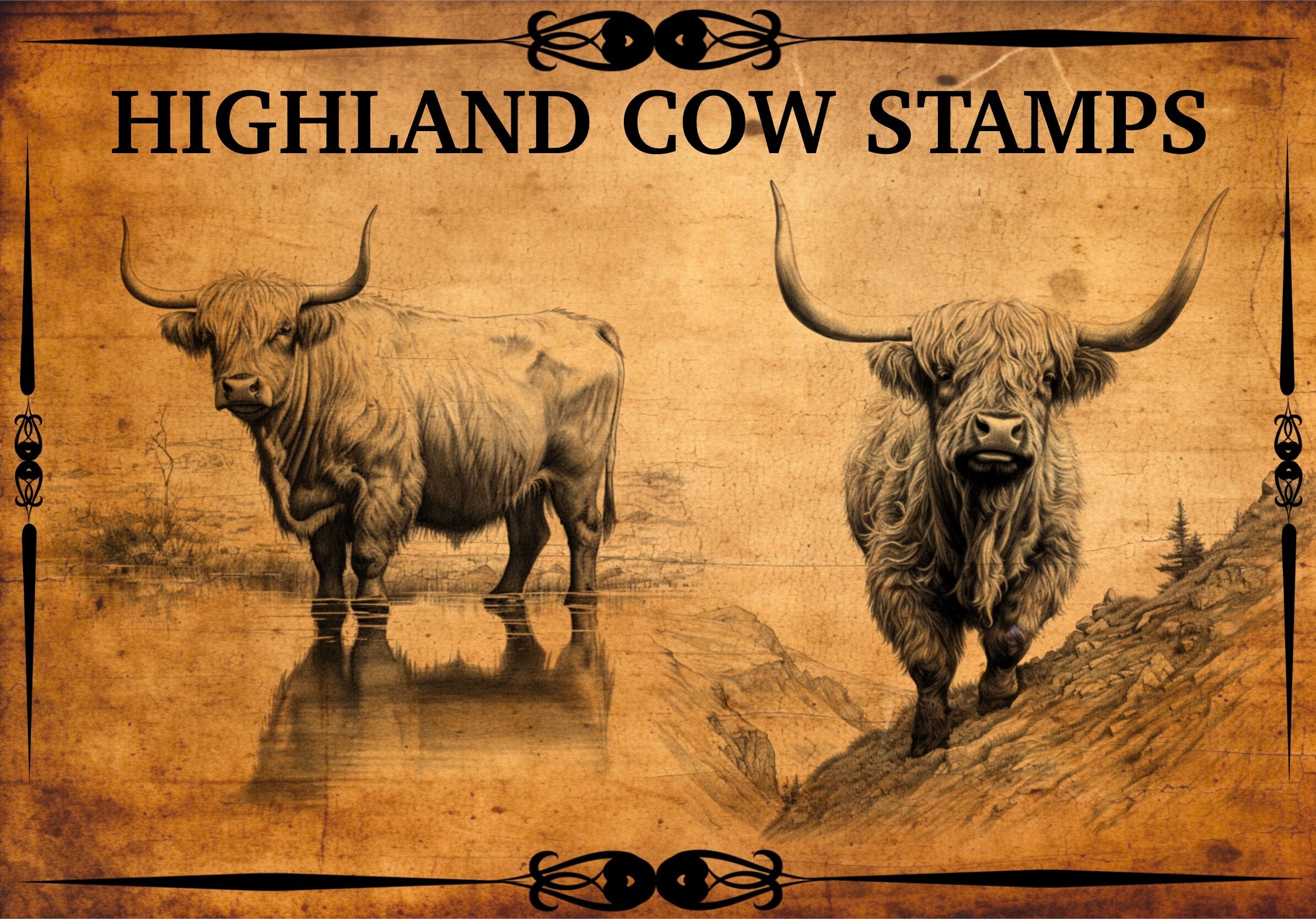 35 Highland Cow Procreate Brush Set Cow Brushset Highland - Etsy