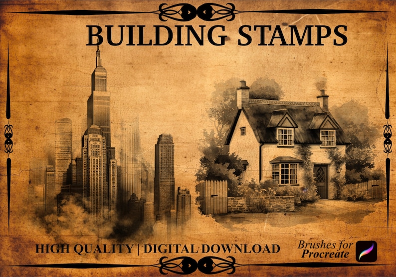 60+ Building Procreate Brush Stamps | Infrastructure | Architecture - Etsy