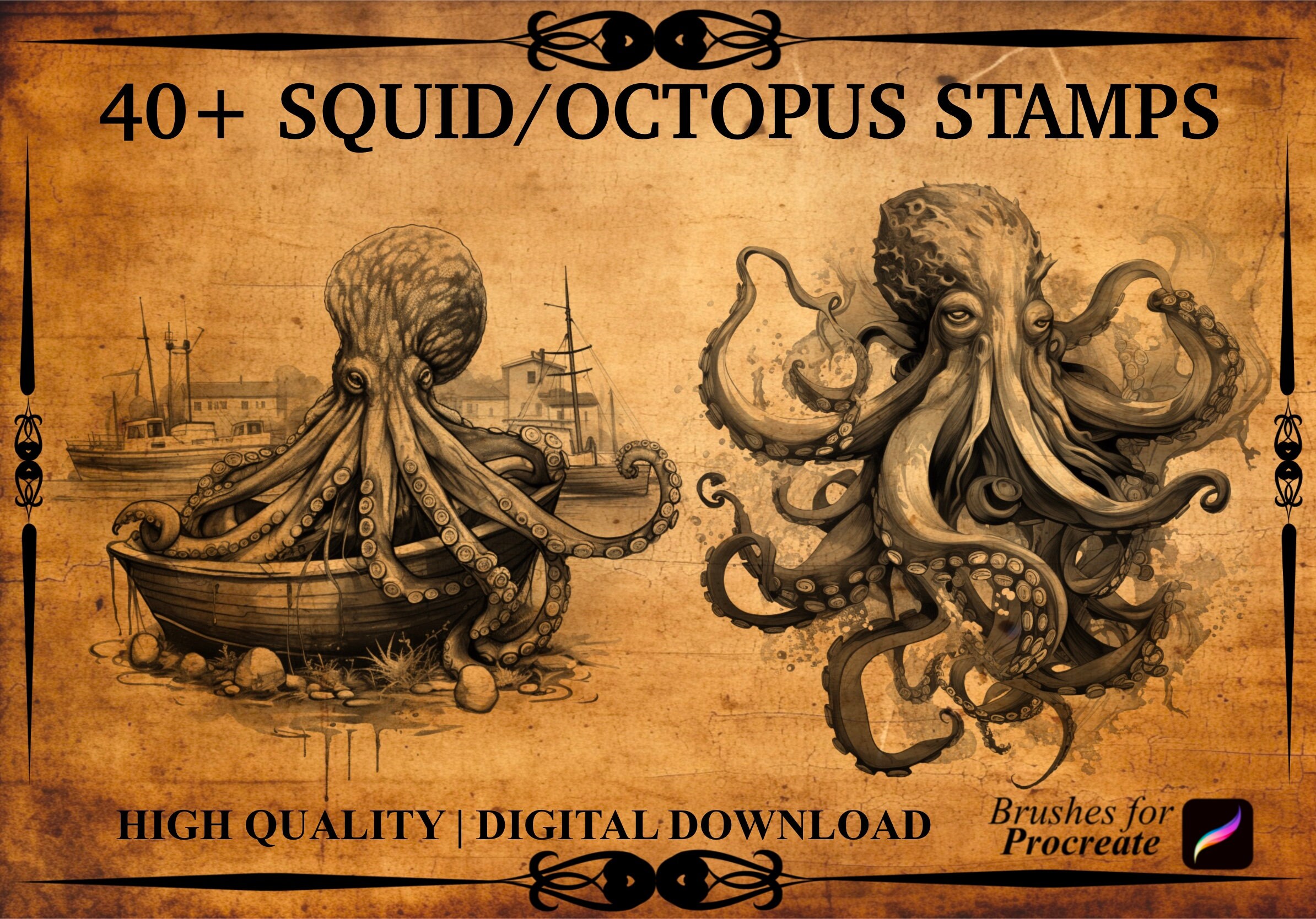 40+ Octopus/squid Procreate Brush Stamps - Etsy