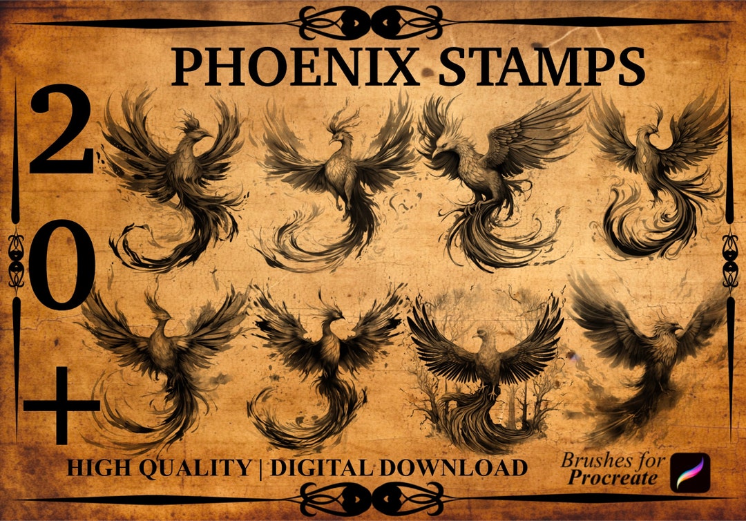 20+ Phoenix Procreate Brush Stamps - Etsy