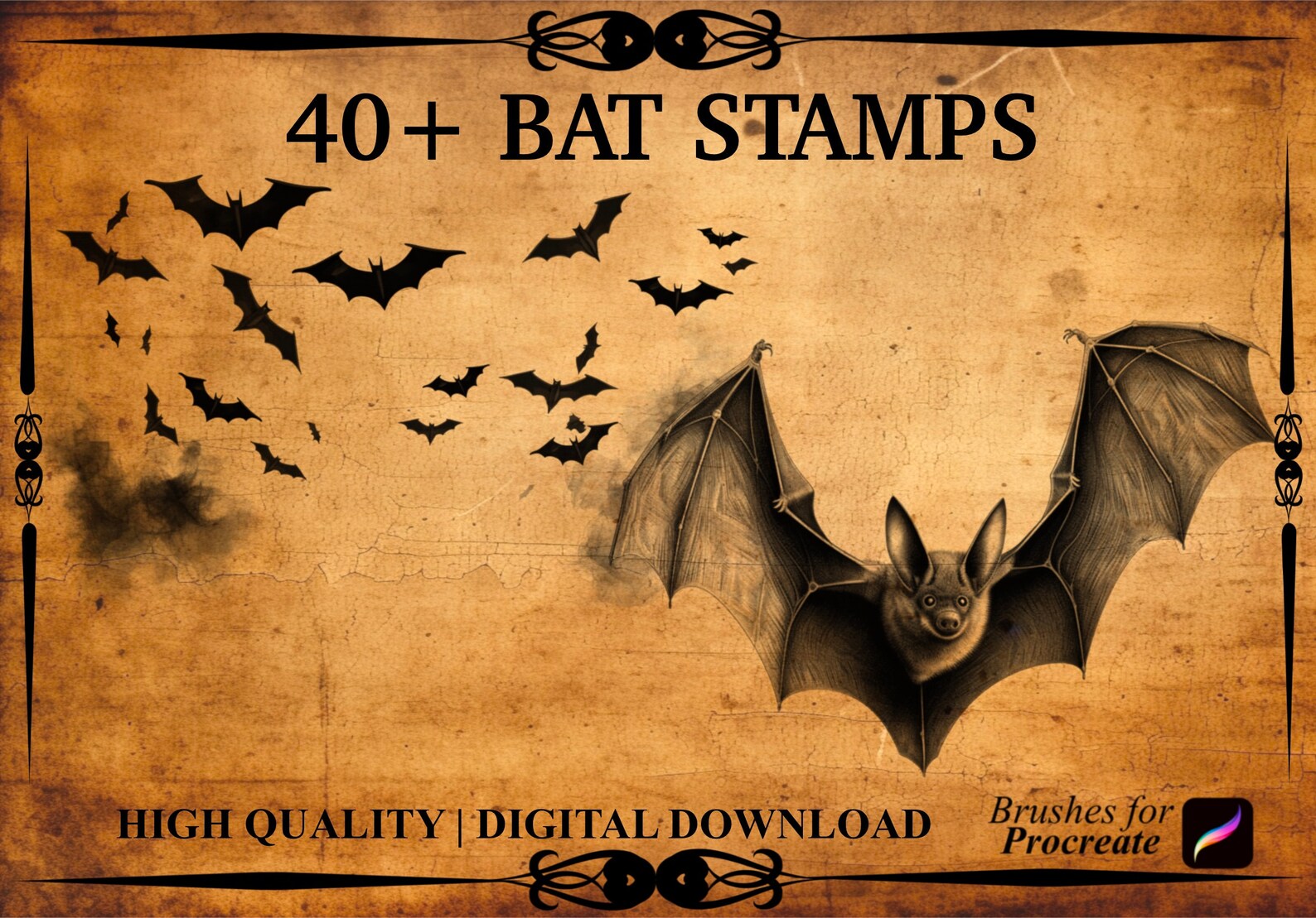 40+ Bat Procreate Brush Stamps - Etsy