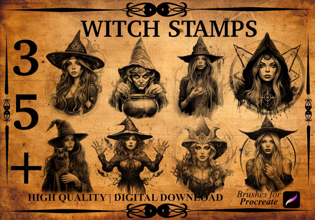 35+ Witch Procreate Brush Stamps - Etsy
