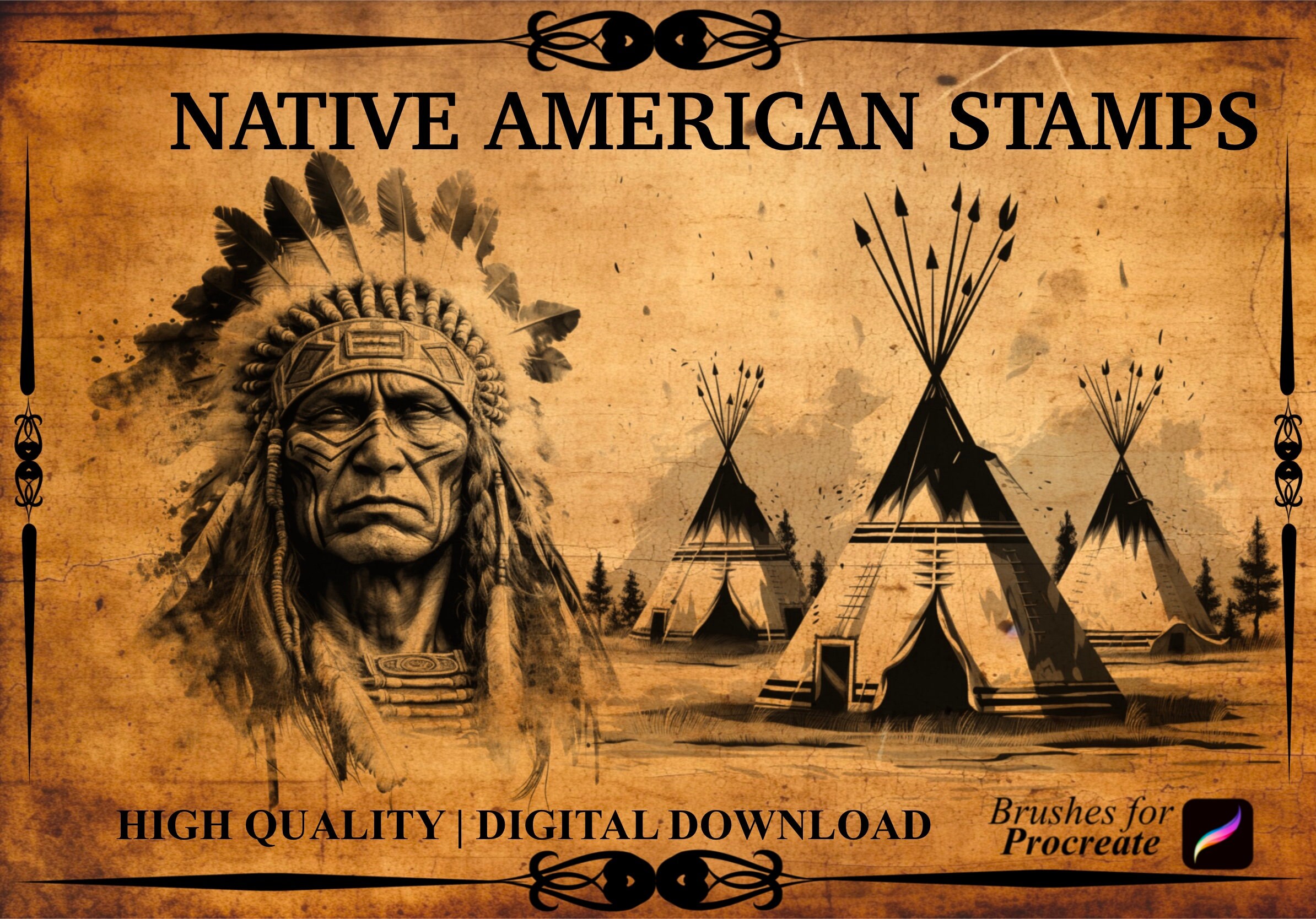 55 Native American Procreate Brush Stamps - Etsy