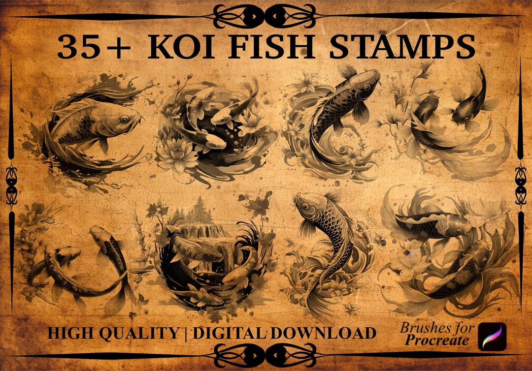 35+ Koi Fish Procreate Brush Stamps - Etsy