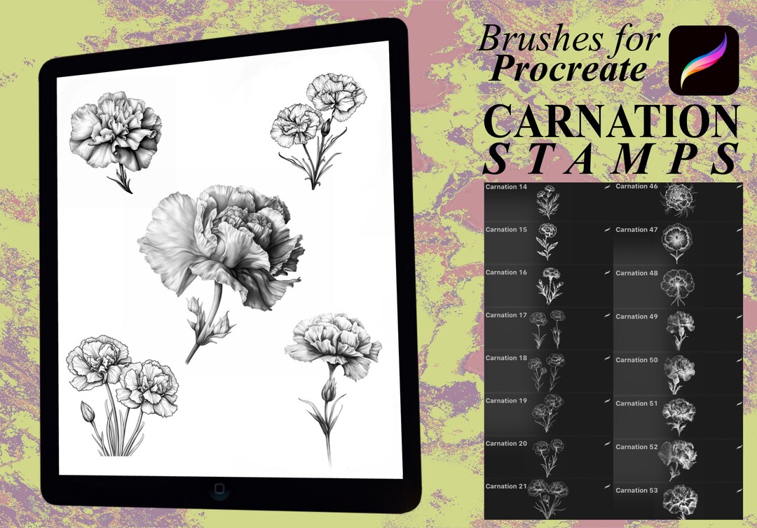 60+ Digital Carnation Stamps for Procreate - Etsy