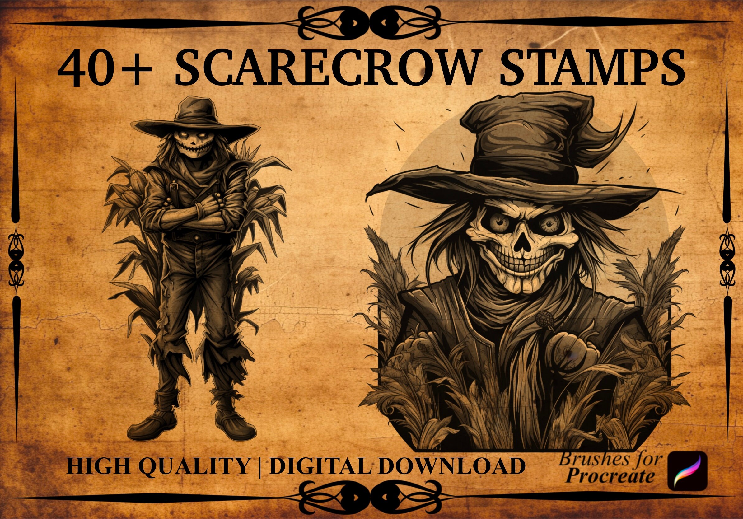40+ Scarecrow Procreate Brush Stamps - Etsy