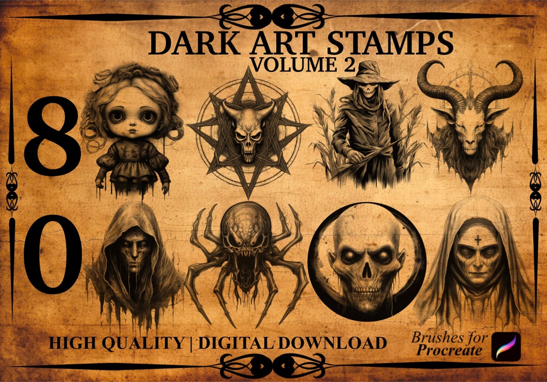 80 Dark Arts Procreate Stamps - Volume 2 | Horror Stamps - Etsy