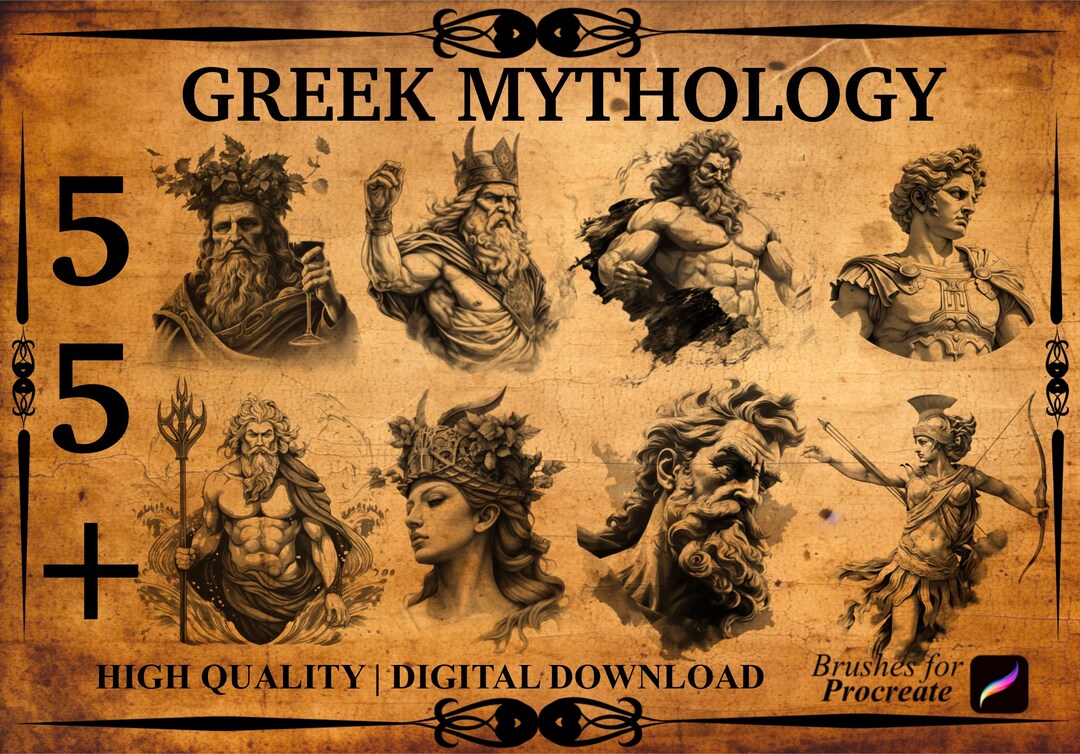 55+ Greek Mythology Procreate Brush Stamps | 17 Greek Gods | 9 Famous ...
