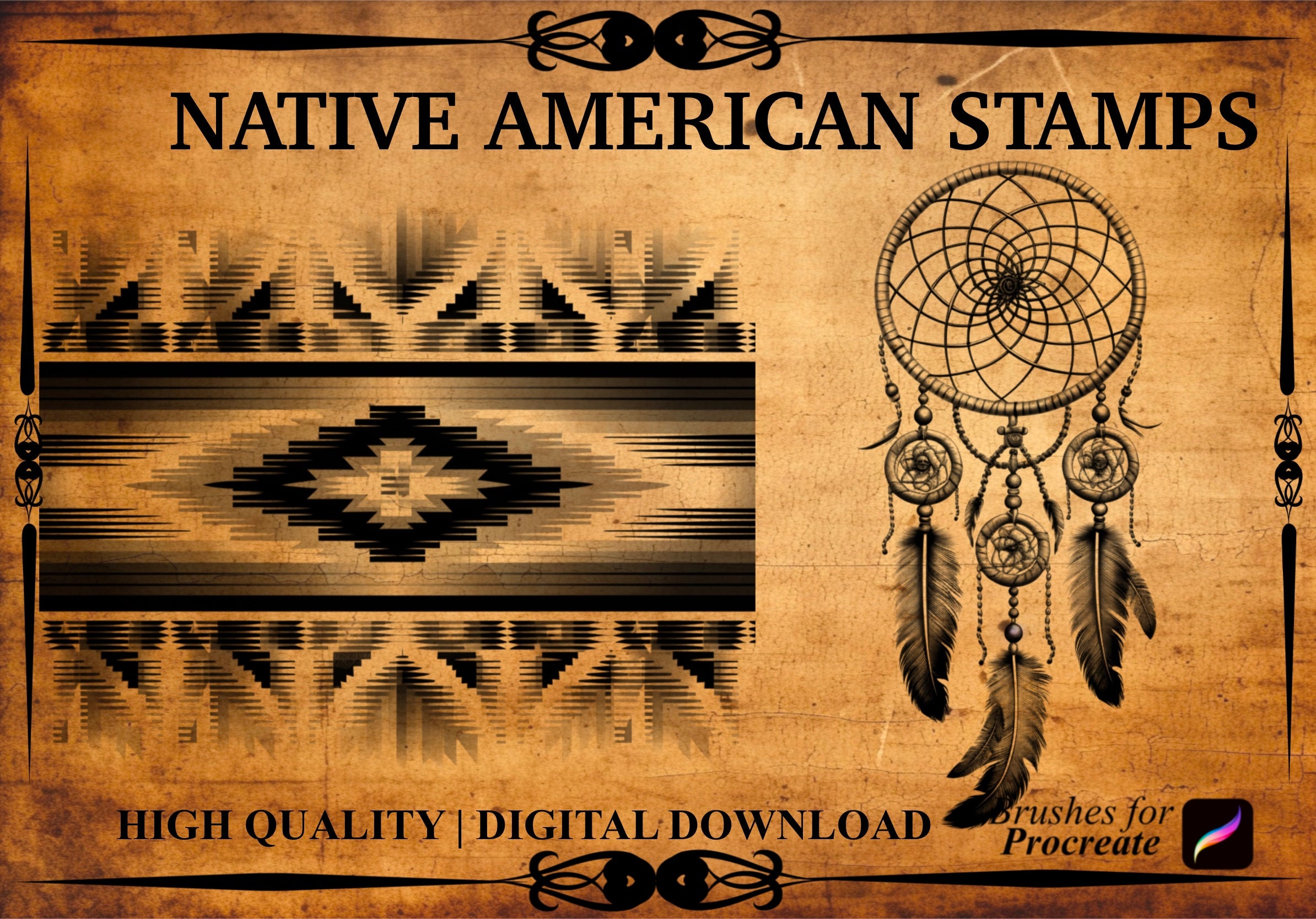 55 Native American Procreate Brush Stamps - Etsy